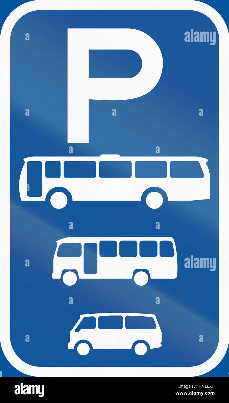 Road sign used in the African country of Botswana - Parking for buses ...
