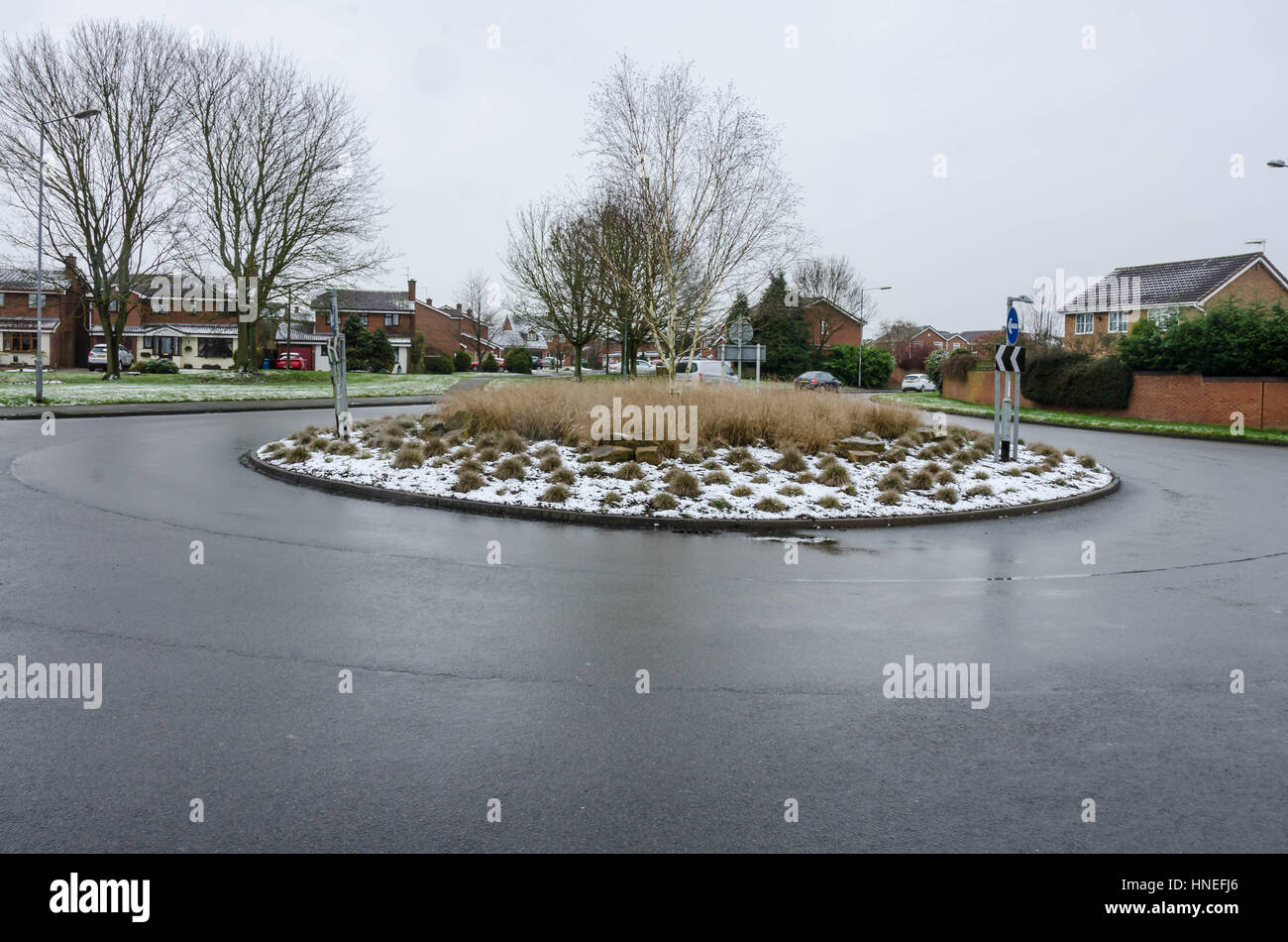 A road traffic island on the Parkway, Perton, South Staffordshire Stock ...