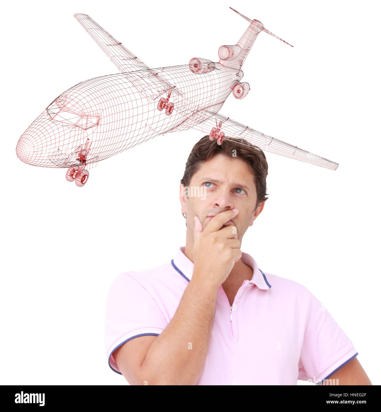 Man thinking to aircraft Stock Photo - Alamy