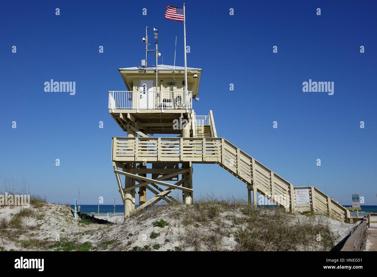 Lifeguard and first aid station on the beach at Lighthouse Point Park ...