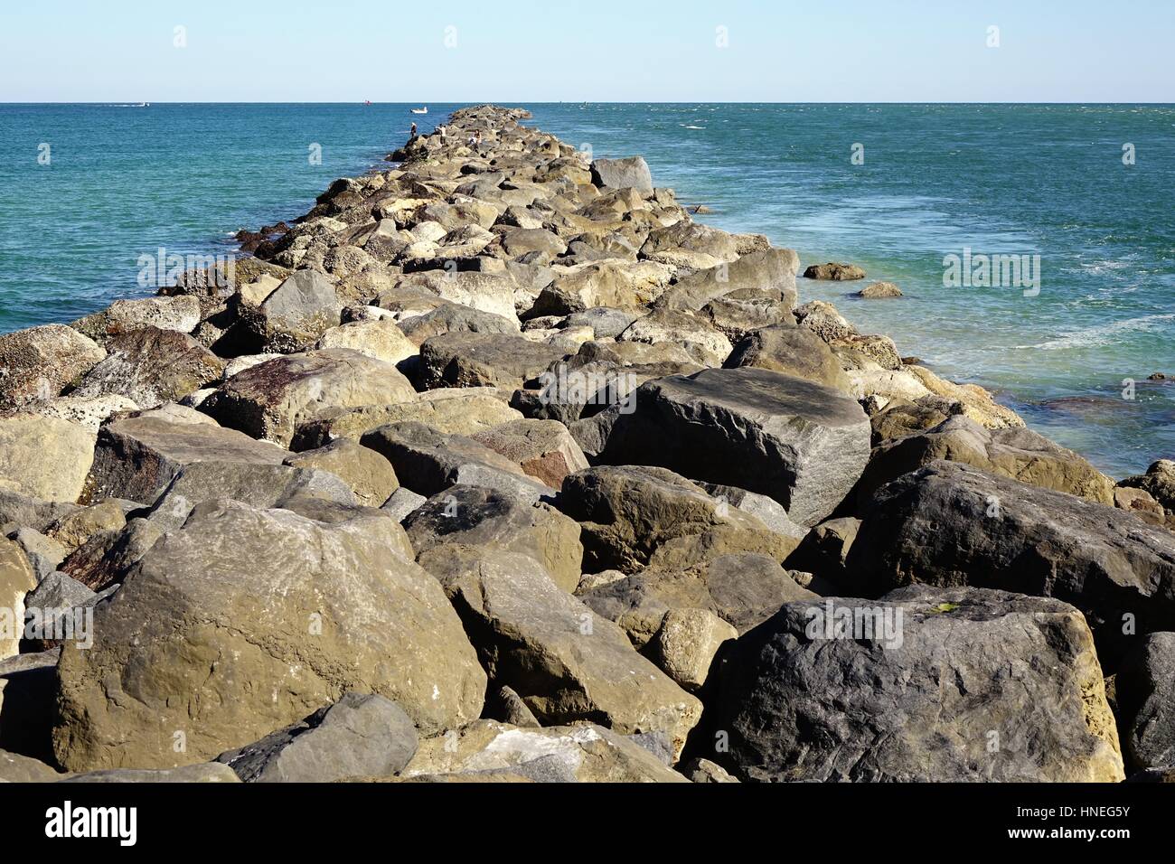The jetty at Lighthouse Point Park, Ponce Inlet, Florida Stock Photo ...