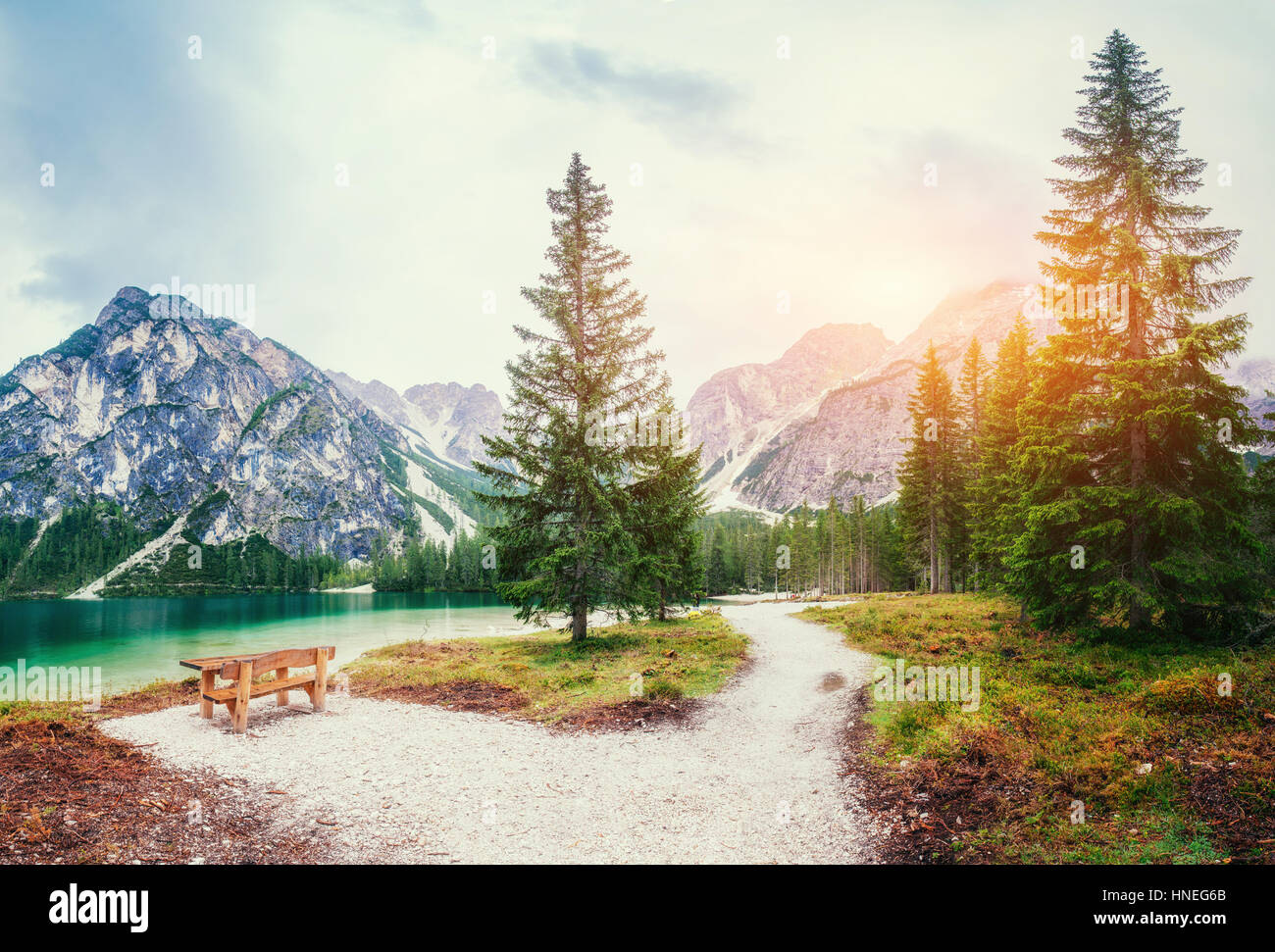 Mountain lake between by mountains Stock Photo - Alamy