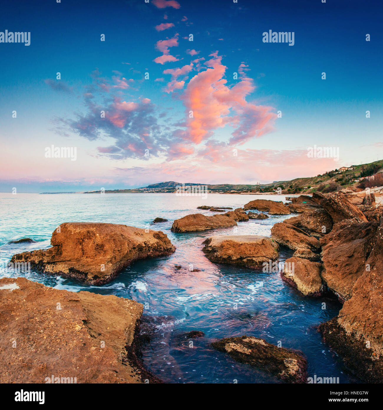 Scenic rocky coastline Cape Milazzo.Sicily, Italy Stock Photo - Alamy