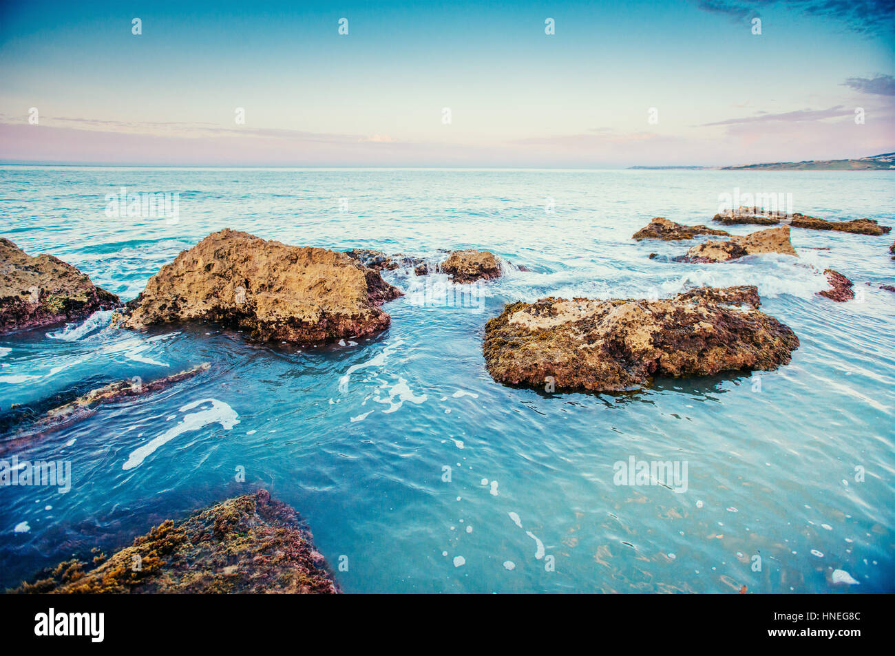 Scenic rocky coastline Cape Milazzo.Sicily, Italy Stock Photo - Alamy