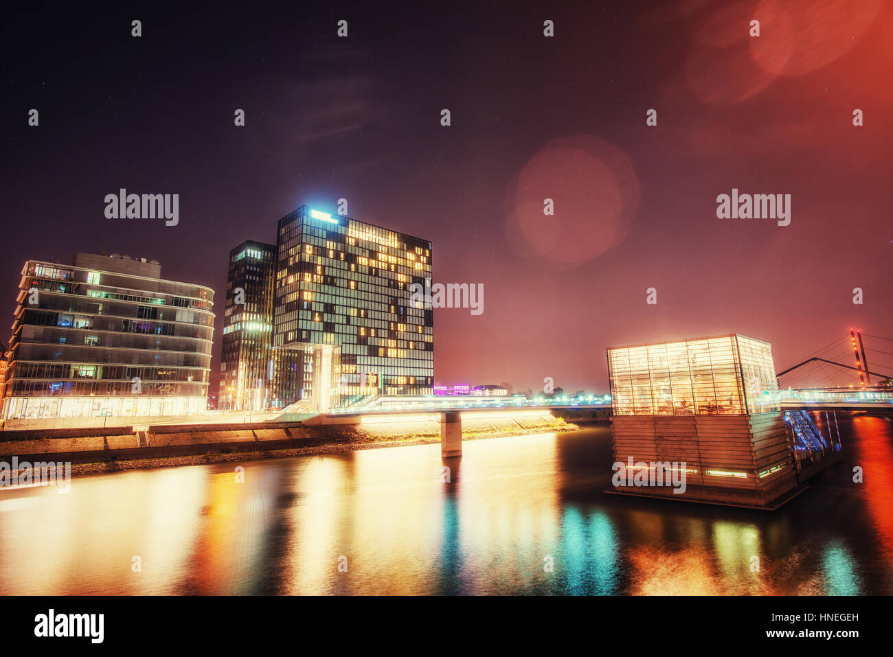 Beautiful night city osvitchene neon. Germany Europe Stock Photo - Alamy