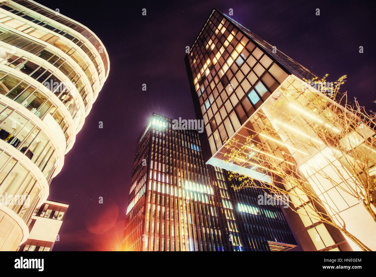 Beautiful night city osvitchene neon. Germany Europe Stock Photo - Alamy