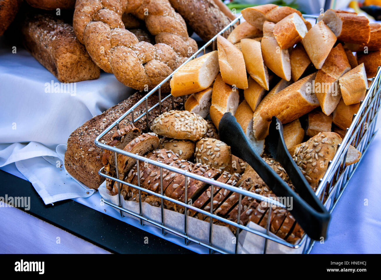 Tray with delicious sliced bread Stock Photo - Alamy