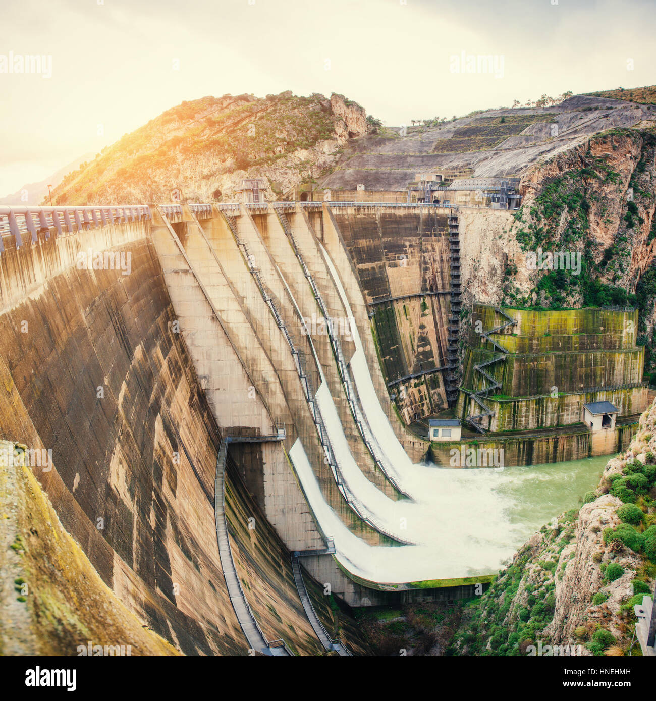 Dam in Europe a Italy. Granite mountains and ravine Stock Photo - Alamy