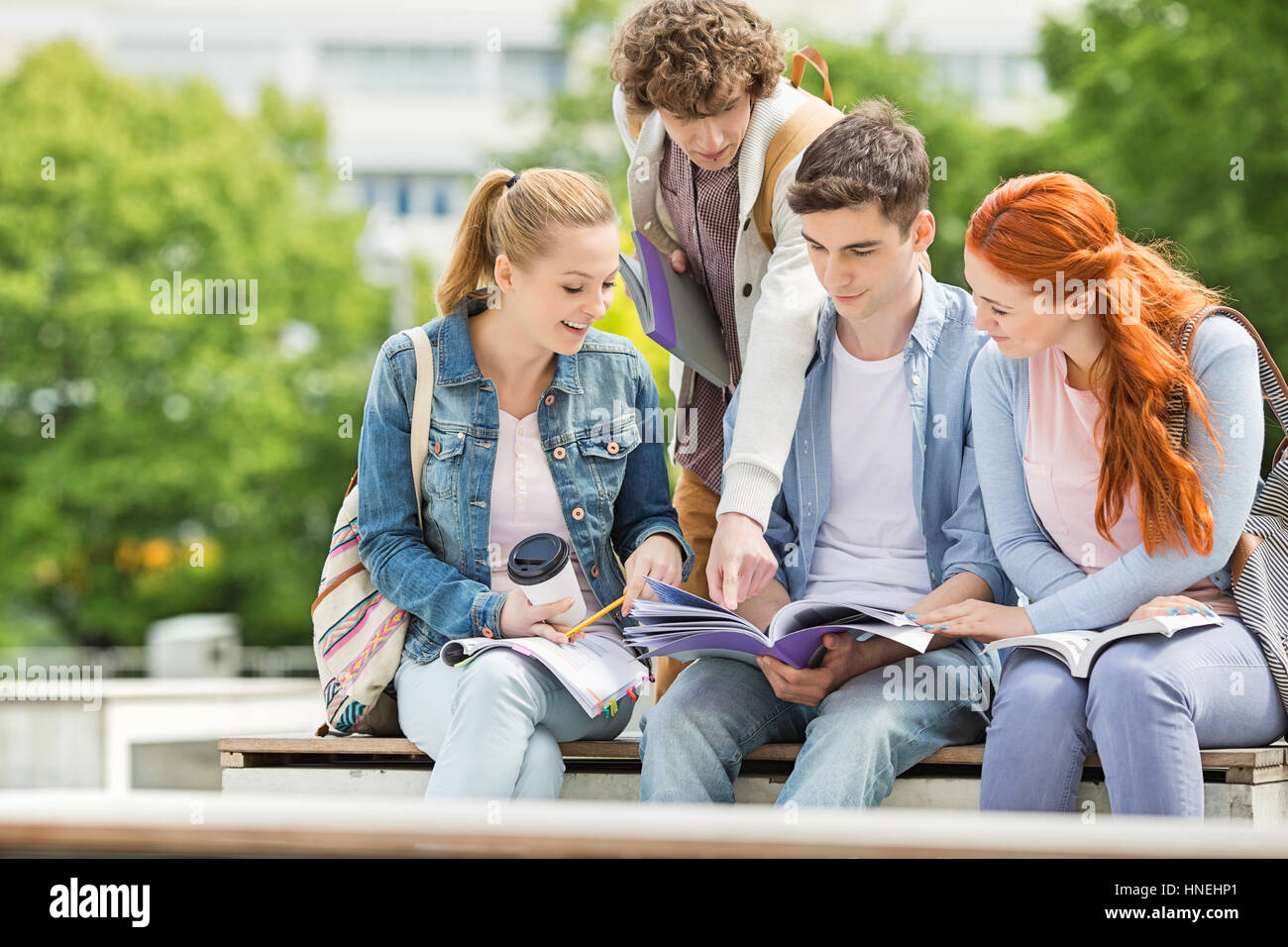 Group of friends studying together at university campus Stock Photo - Alamy