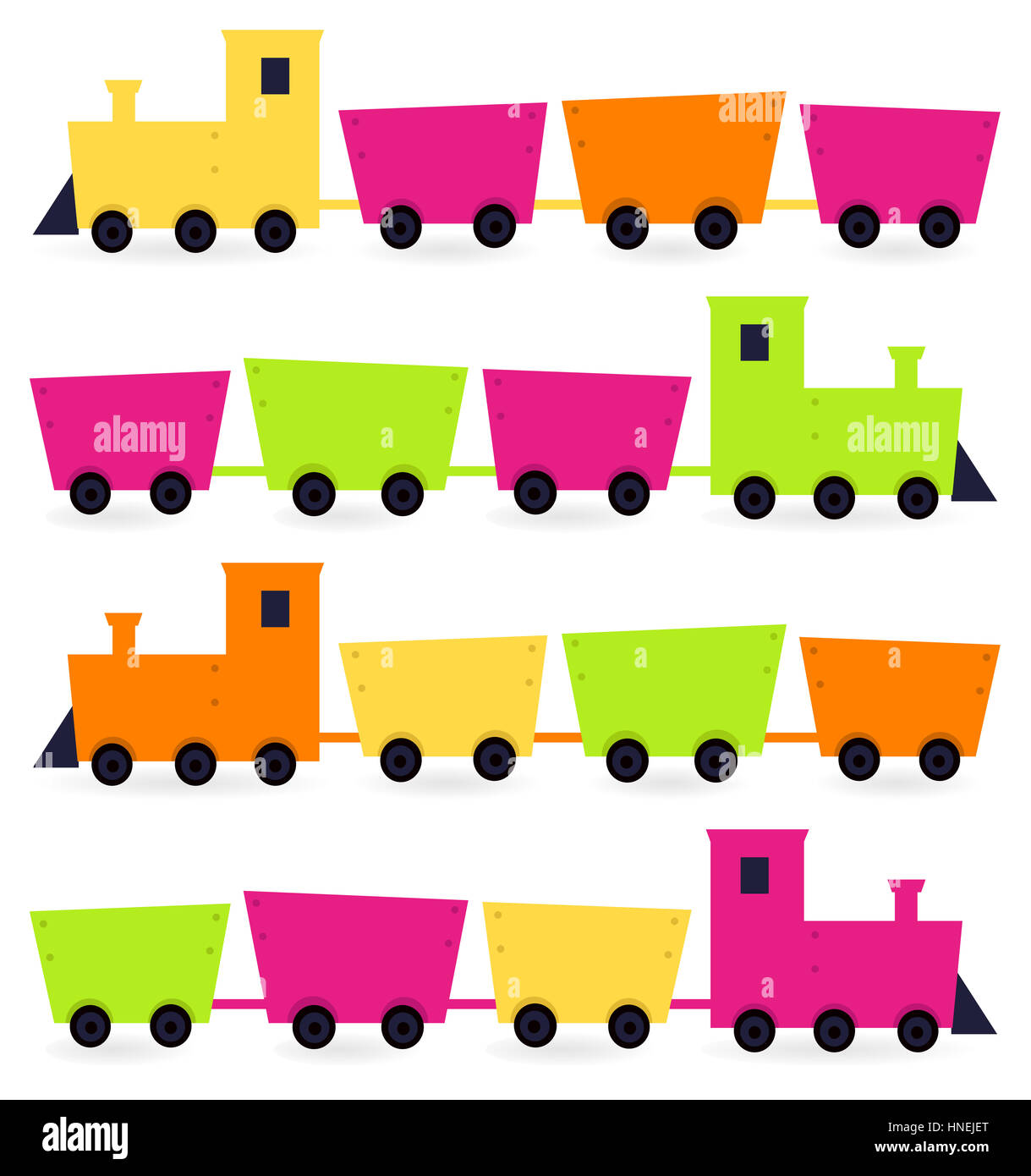 Colorful exotic Kids trains on white Stock Photo - Alamy