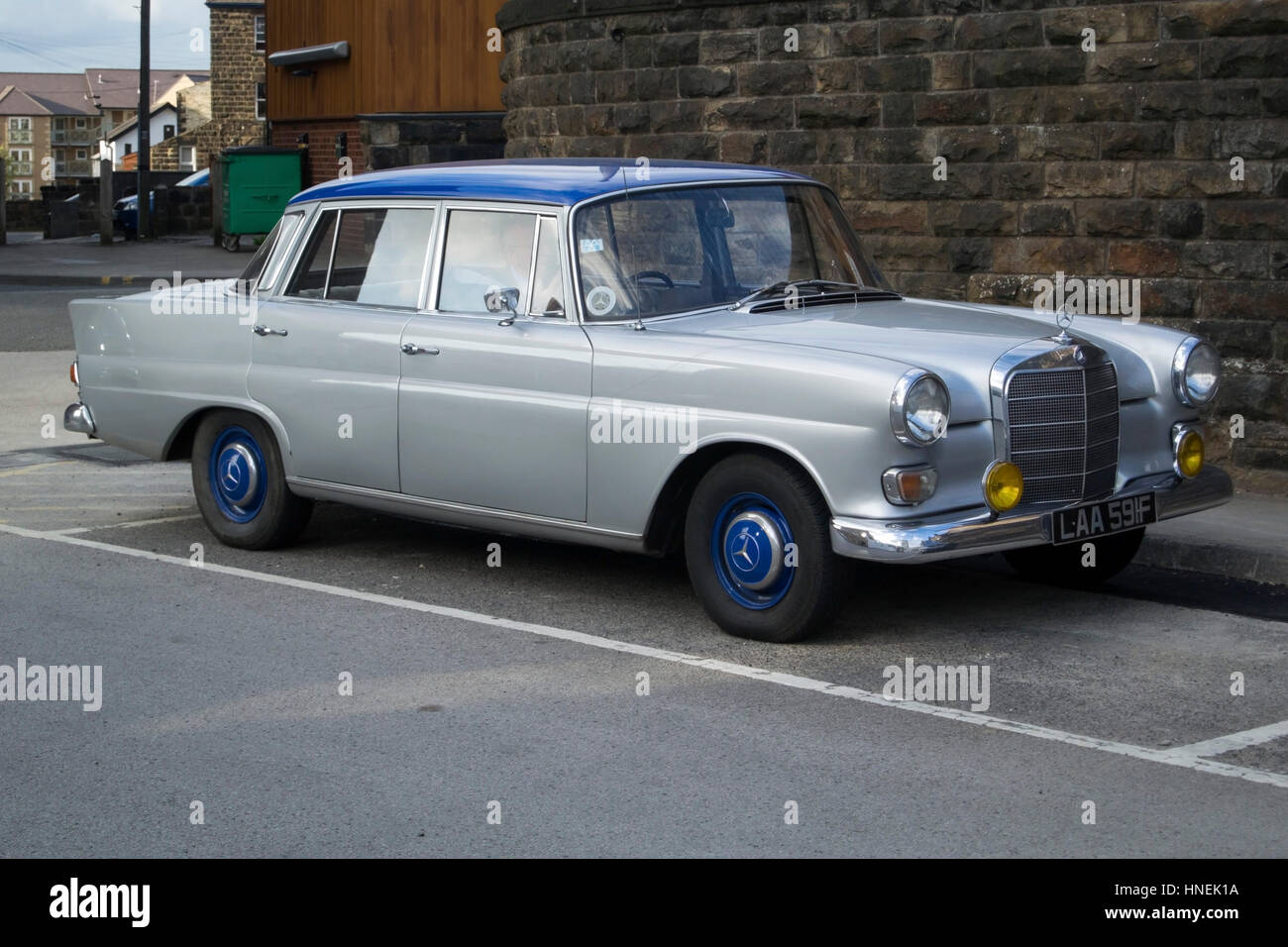 1967 Silver and Blue Mercedes Benz Series 123 Saloon Car Stock Photo ...