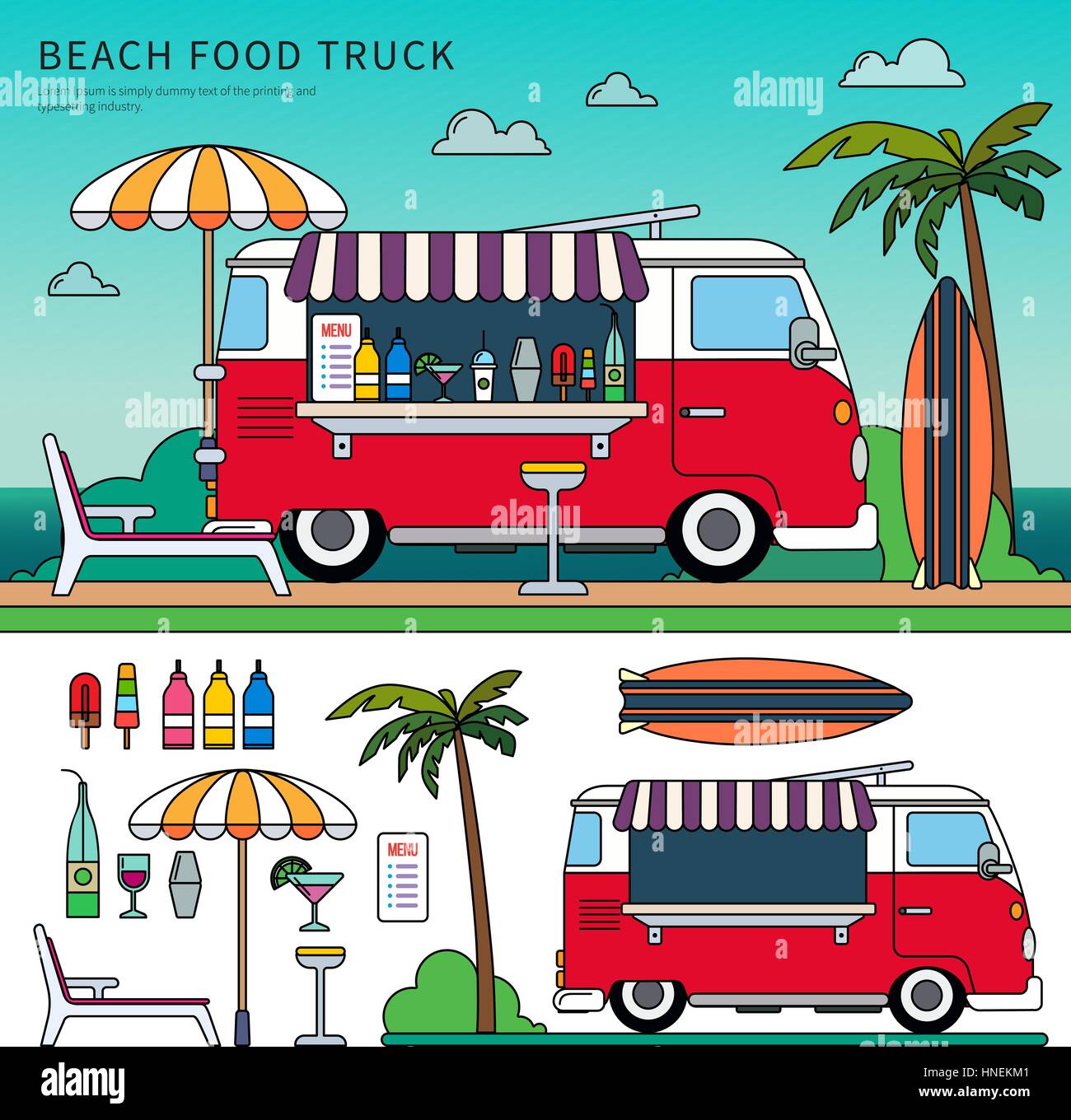 Food truck on water Stock Vector Images - Alamy