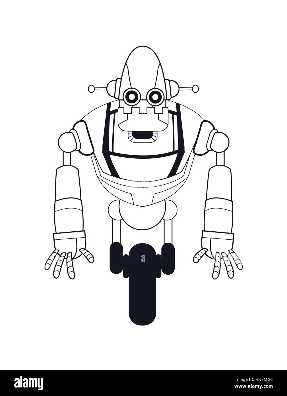 robot automation with wheel thin line vector illustration eps 10 Stock ...