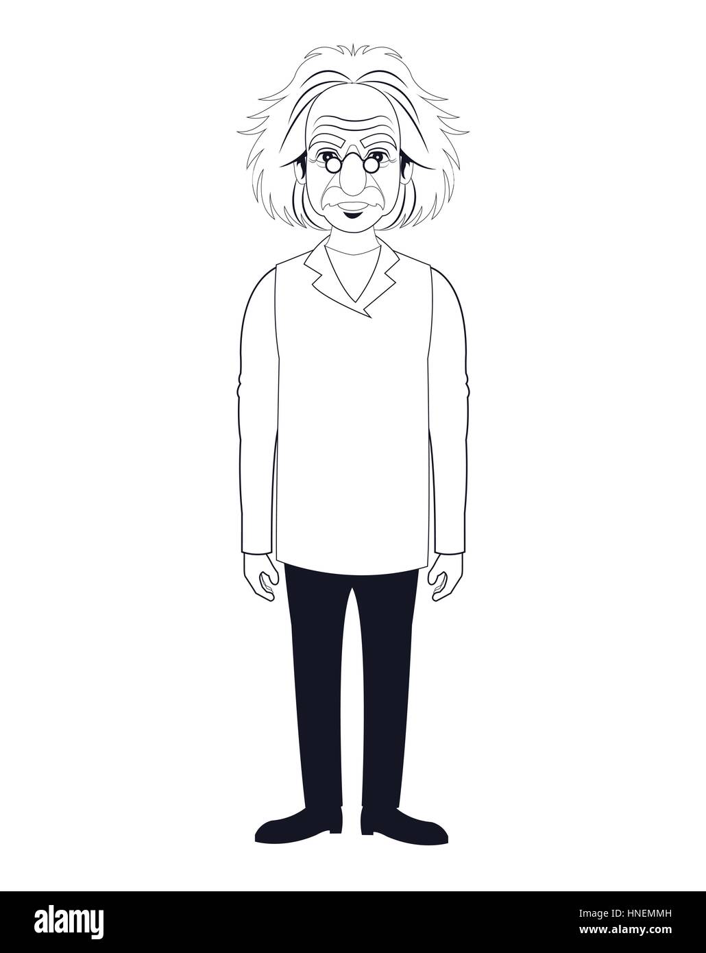 character scientist physical with glasses coat outline vector ...