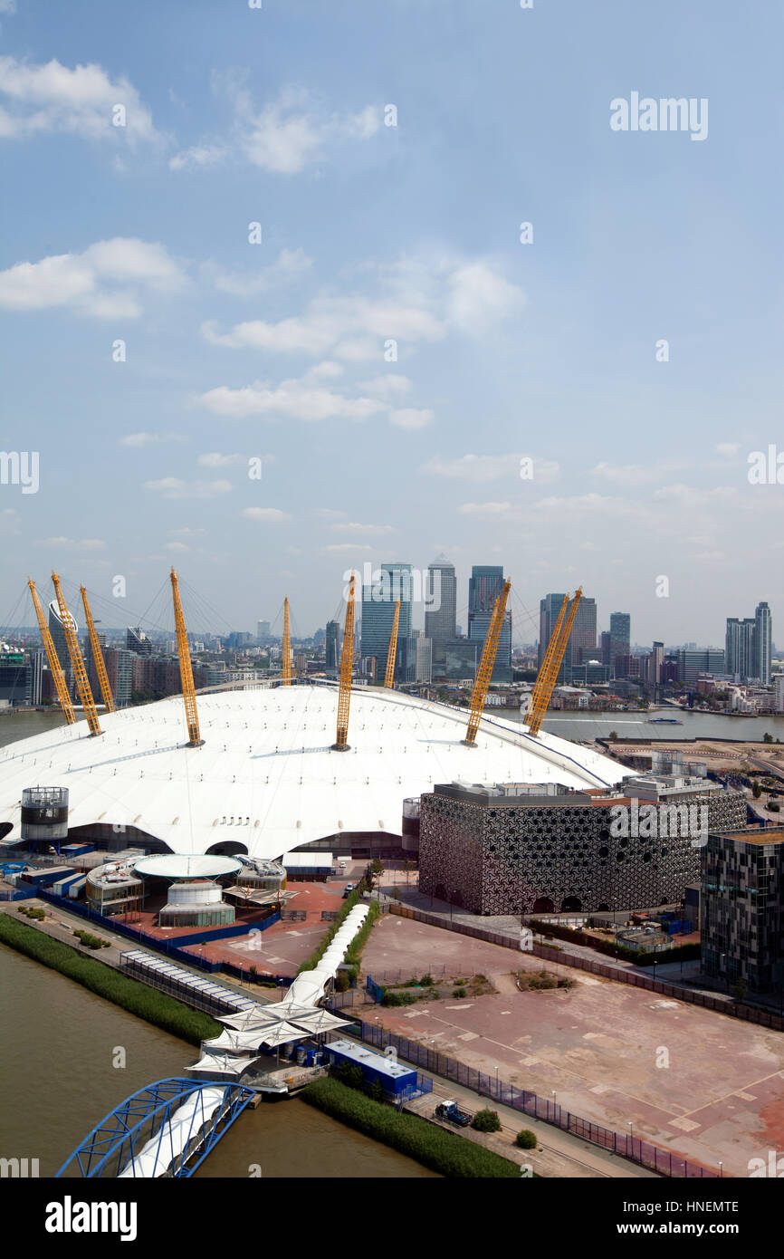 UK, England, London, 02 Arena and Canary Wharf Skyline Stock Photo - Alamy