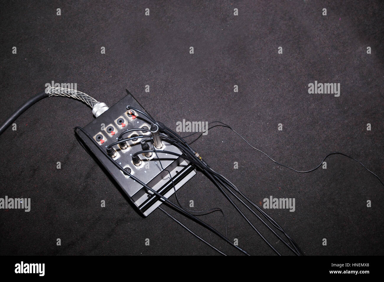 Wires attached to electric box in television studio Stock Photo - Alamy