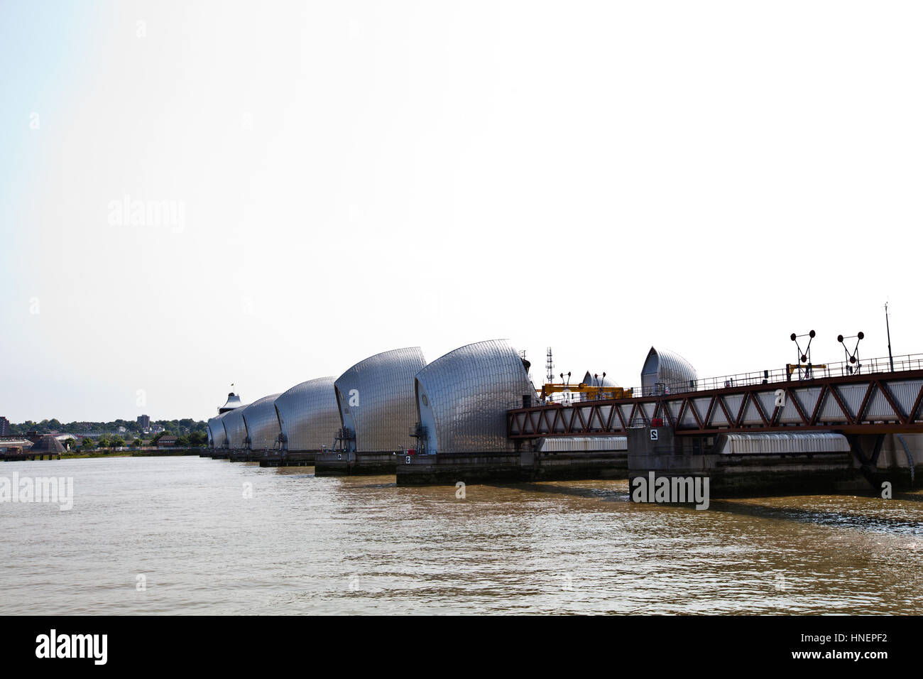 Side view of Thames Barrier at Sunrise Stock Photo - Alamy