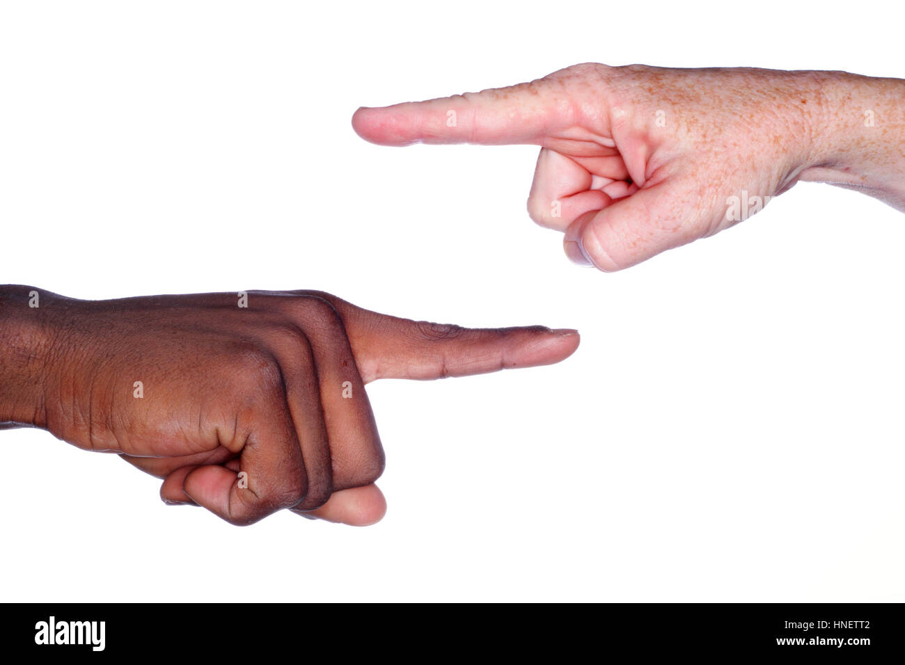 Two hands pointing at each other Stock Photo - Alamy