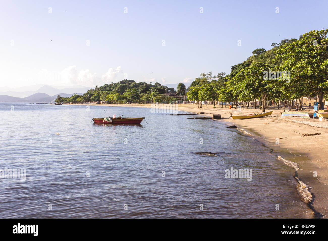 Brazil, State of Rio de Janeiro, Paqueta Island, View of boat by the ...