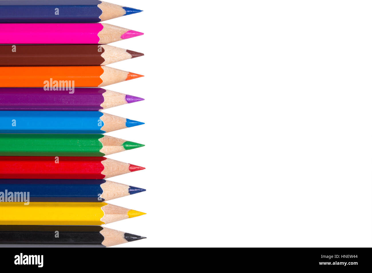 Colored pencils border isolated on white background Stock Photo - Alamy