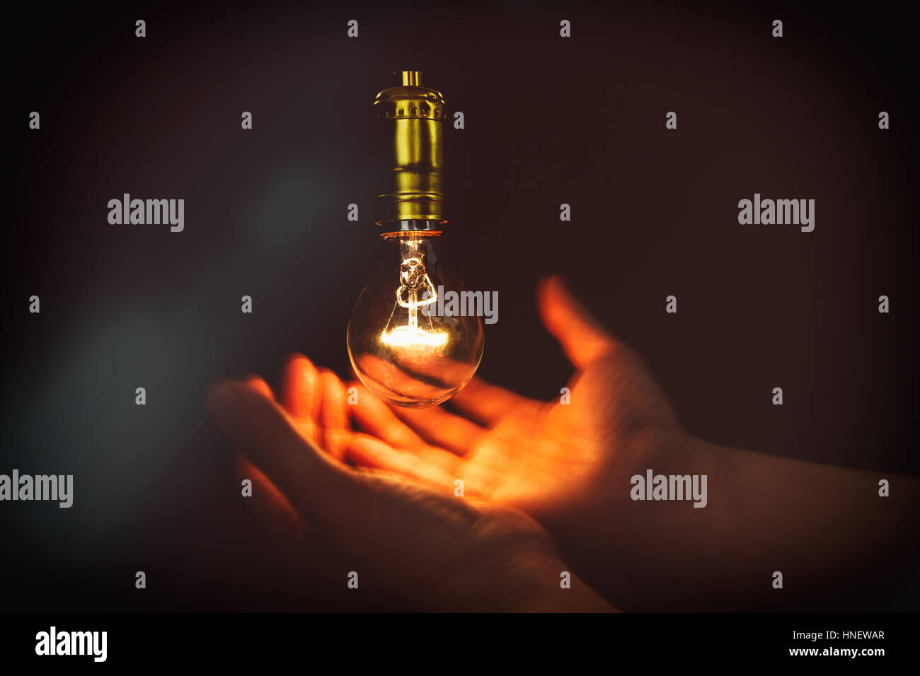 Light bulb and hand, concept of wisdom Stock Photo - Alamy