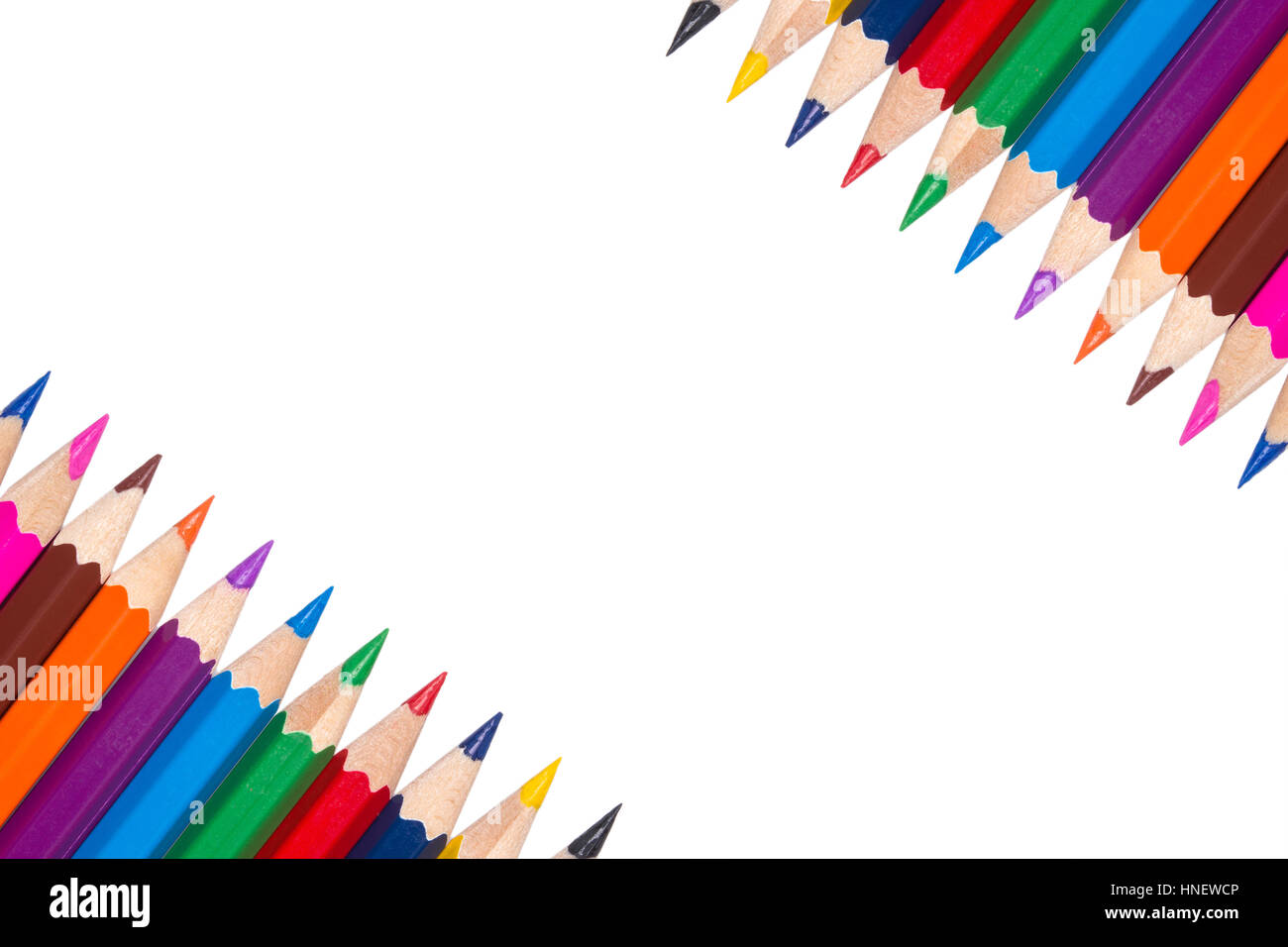 Colored pencils border isolated on white background Stock Photo - Alamy