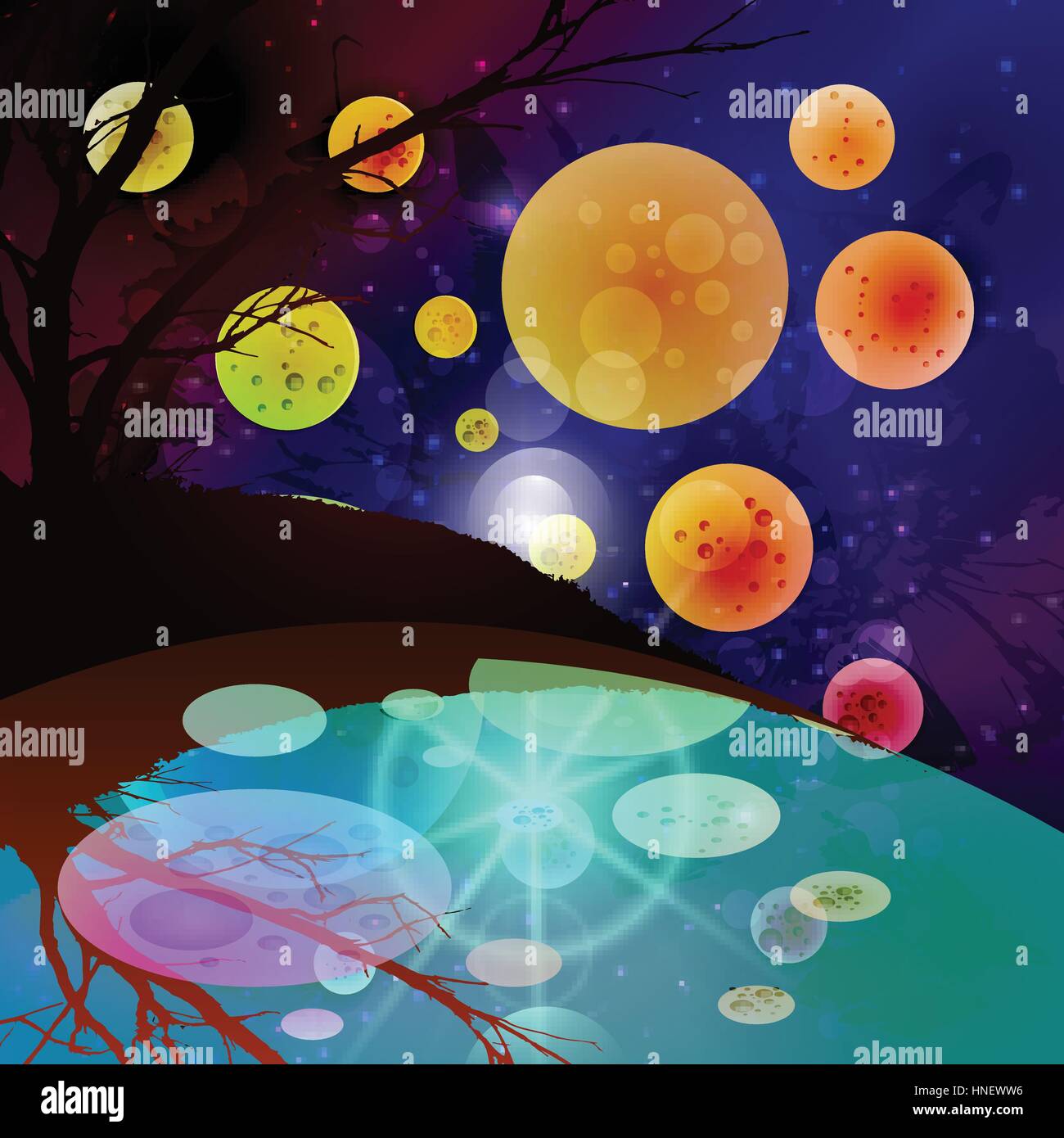 Space Landscape water planet. Illustration. Use wallpaper for, the ...