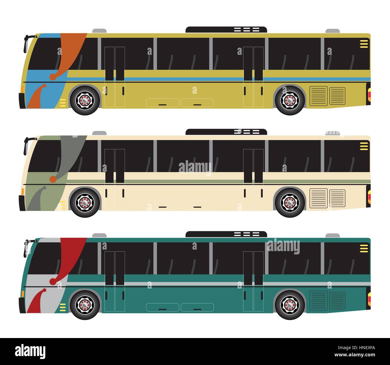 Set of City Bus vector isolated on white background Stock Vector Image ...