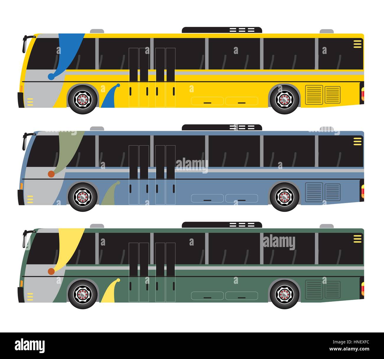 Set of City Bus vector isolated on white background Stock Vector Image ...