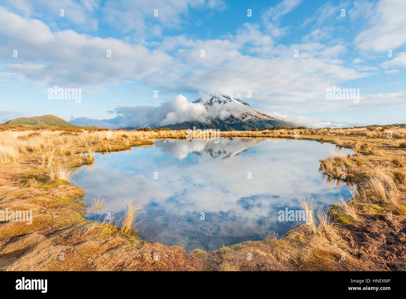 Water reflection in pouakai tarn hi-res stock photography and images ...