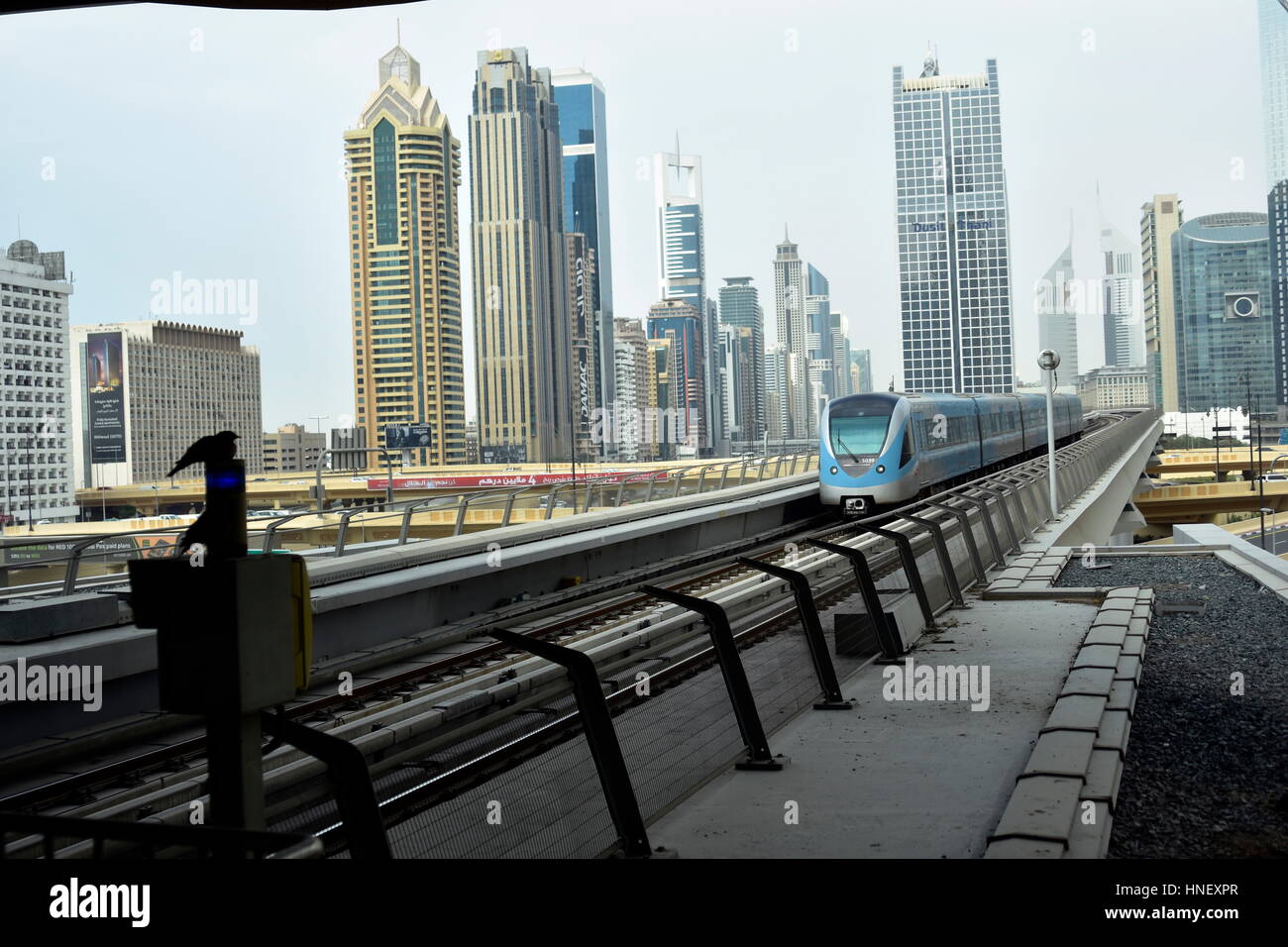 Dubai, United Arab Emirates - February 11, 2017, The Dubai Metro is a ...