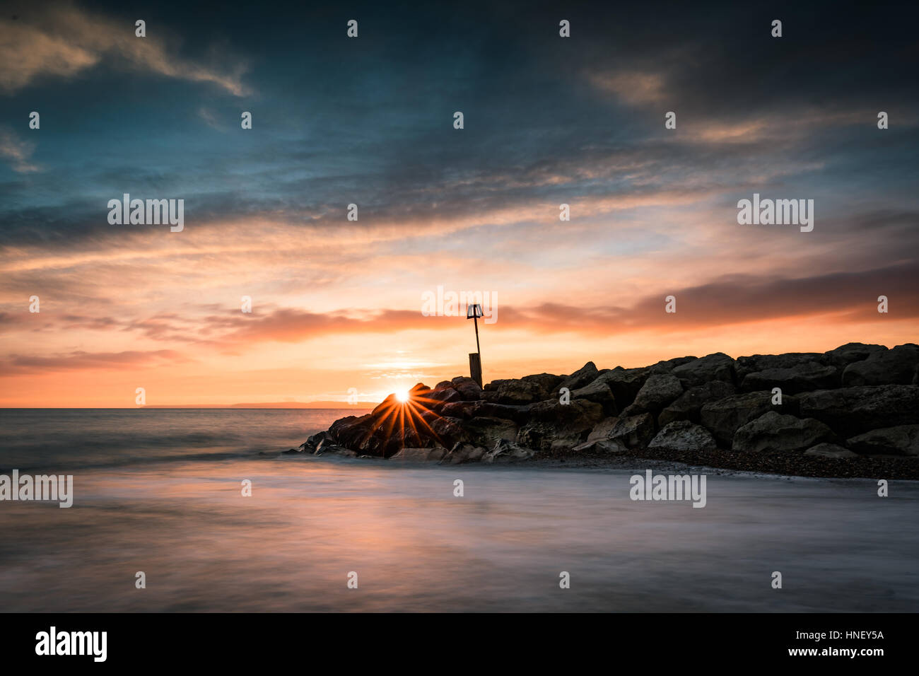 Sunset on Southbourne Beach in Dorset Stock Photo - Alamy