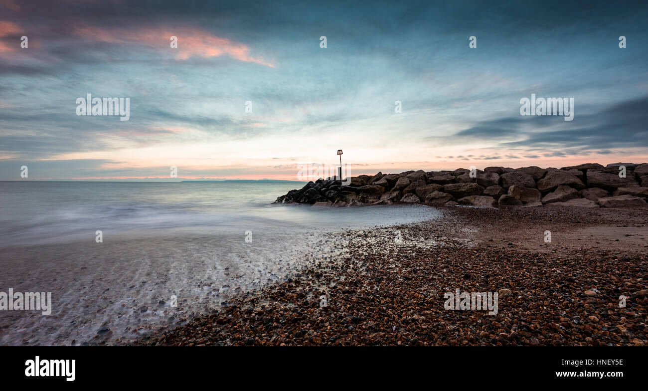 Sunset on Southbourne Beach in Dorset Stock Photo - Alamy
