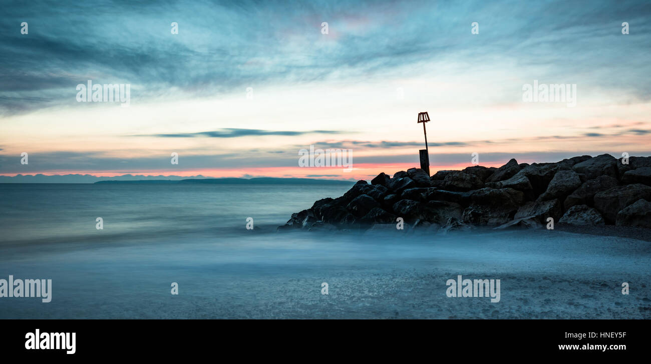 Sunset on Southbourne Beach in Dorset Stock Photo - Alamy