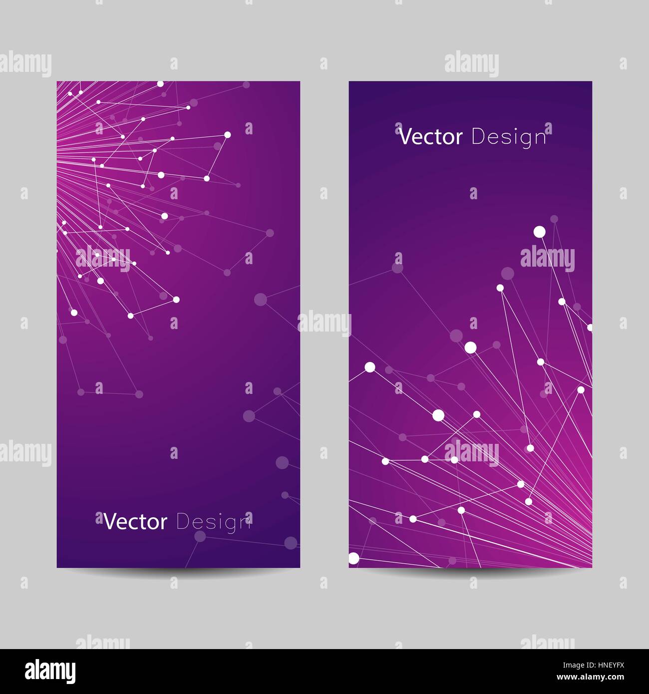 Set of vertical banners. Geometric pattern with connected lines and ...