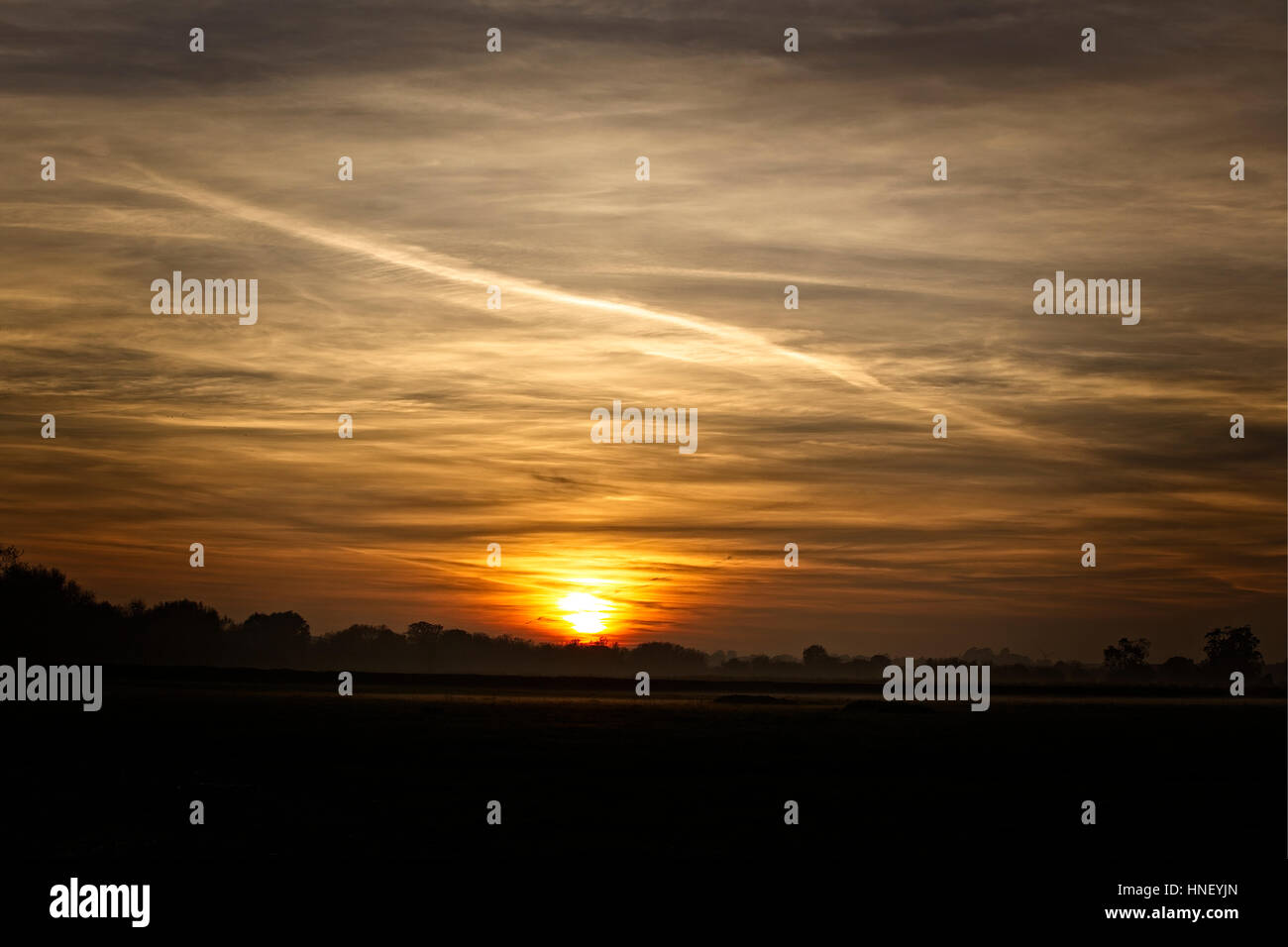 Sunset over farmland, Gloucestershire, England, UK Stock Photo - Alamy