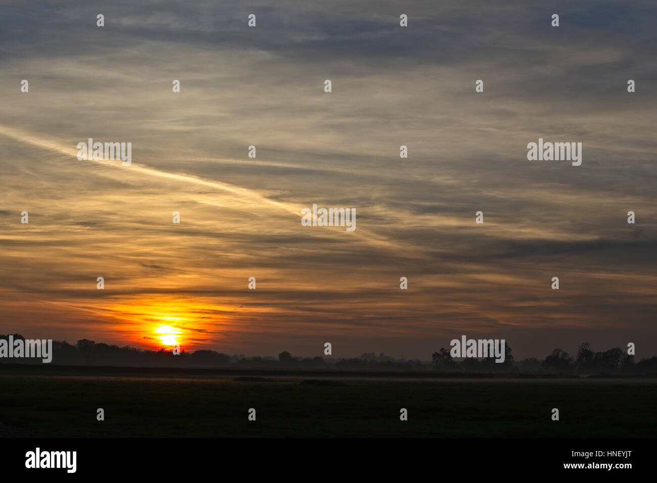 Sunset over farmland, Gloucestershire, England, UK Stock Photo - Alamy