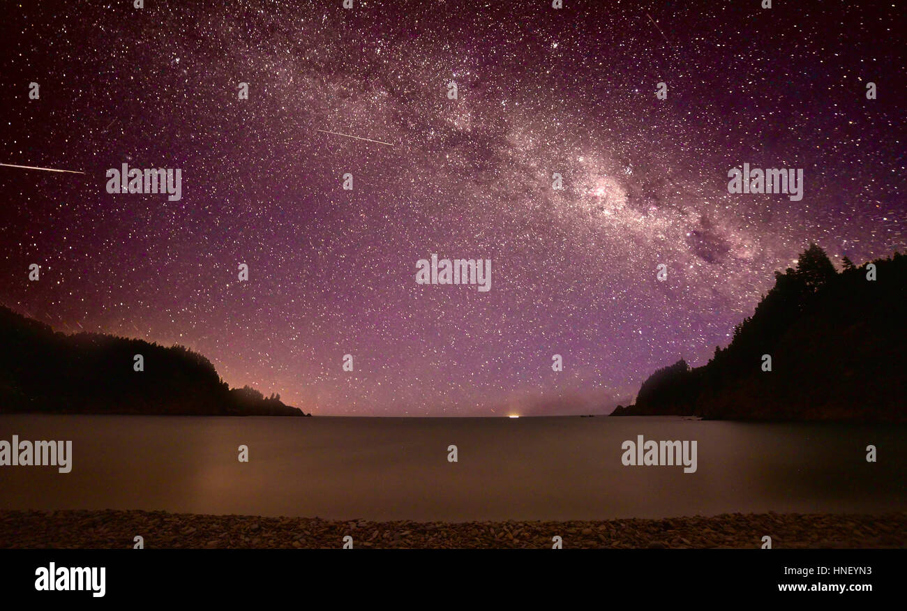 Milky way over Robin Hood Bay, New Zealand Stock Photo - Alamy
