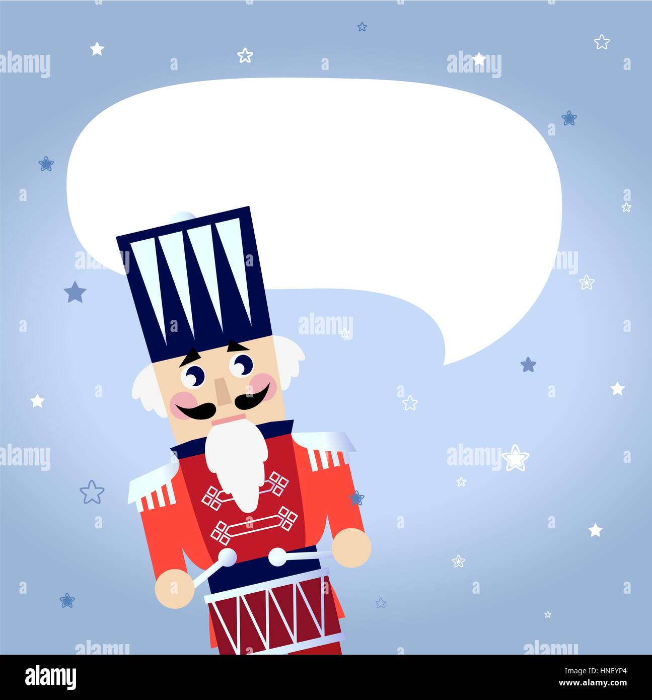 Retro red nutcracker isolated on snowing background. Nutcracker with ...