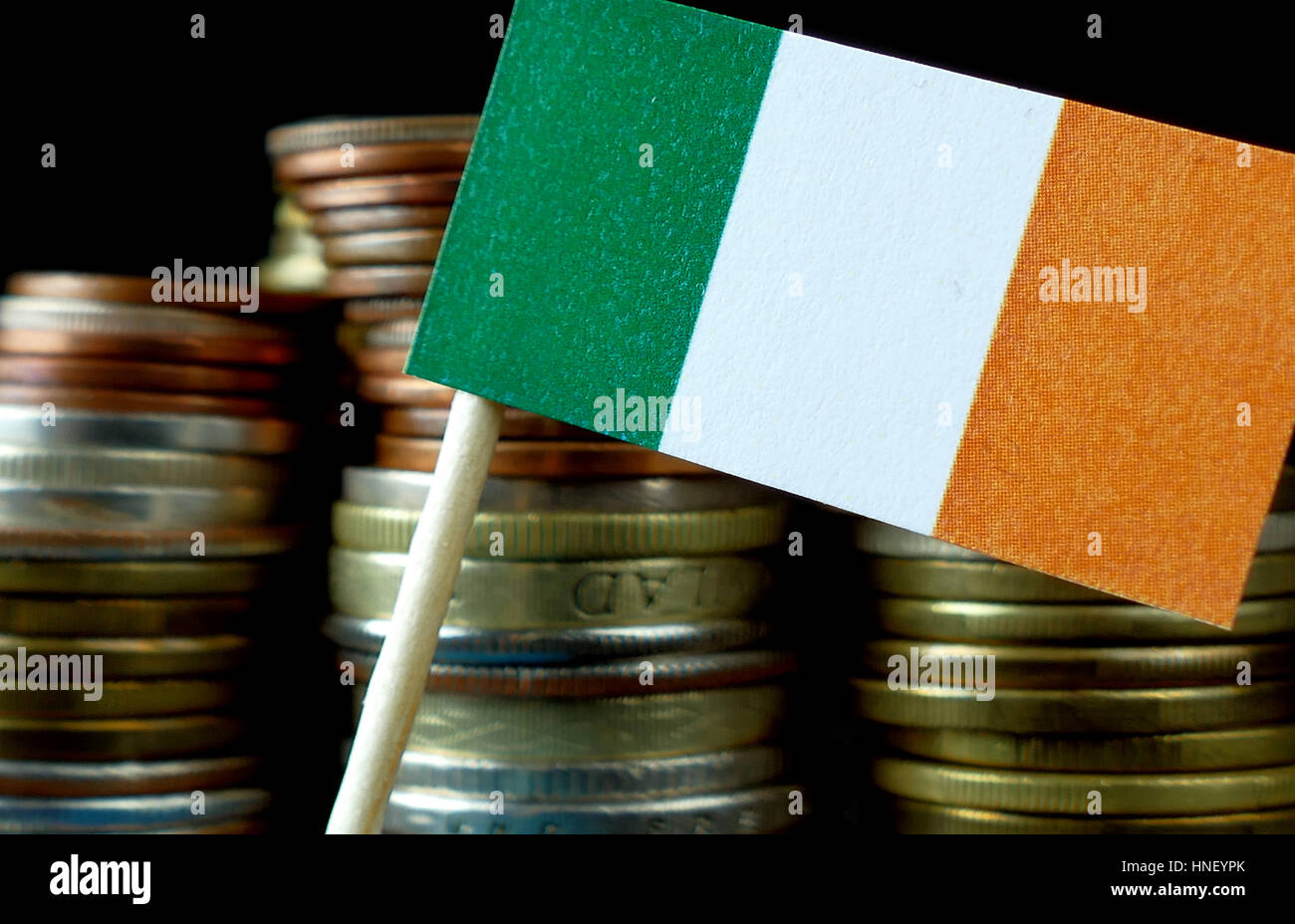 Ireland flag waving stack money hi-res stock photography and images - Alamy