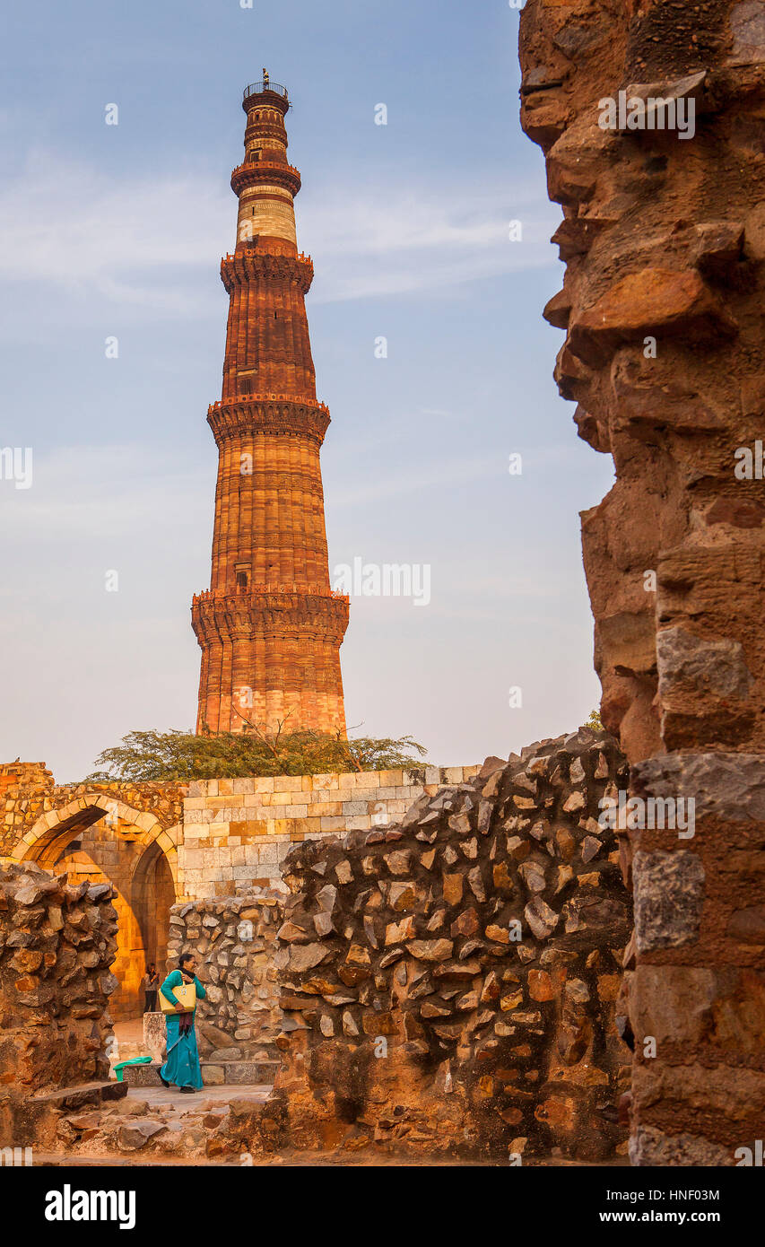 Visitor, in Qutub Minar complex, Delhi, India Stock Photo - Alamy