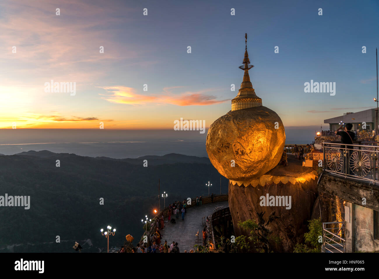 Golden Rock Kyaiktiyo Pagoda, dusk, Kyaikto, Myanmar Stock Photo - Alamy