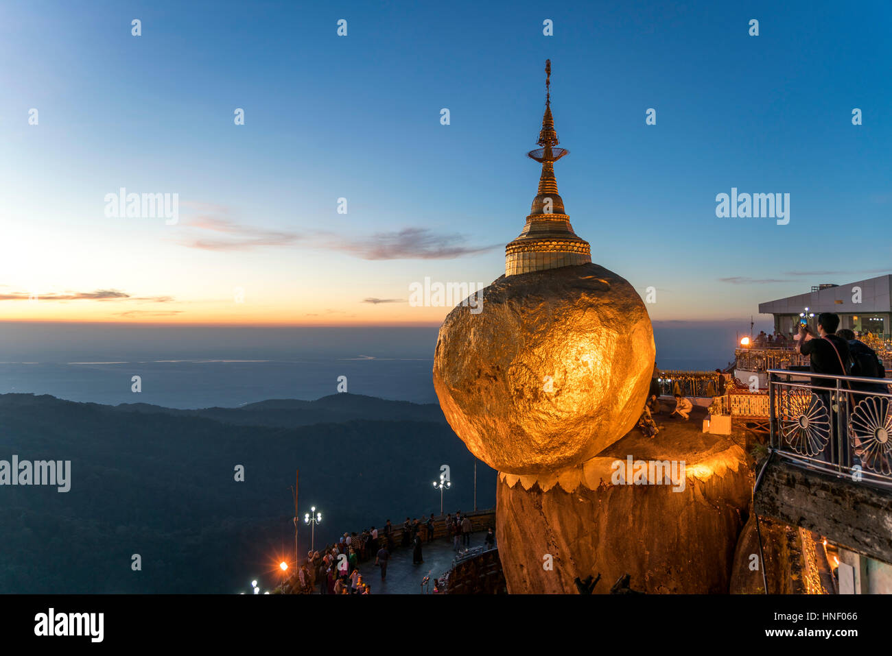 Golden Rock Kyaiktiyo Pagoda, dusk, Kyaikto, Myanmar Stock Photo - Alamy