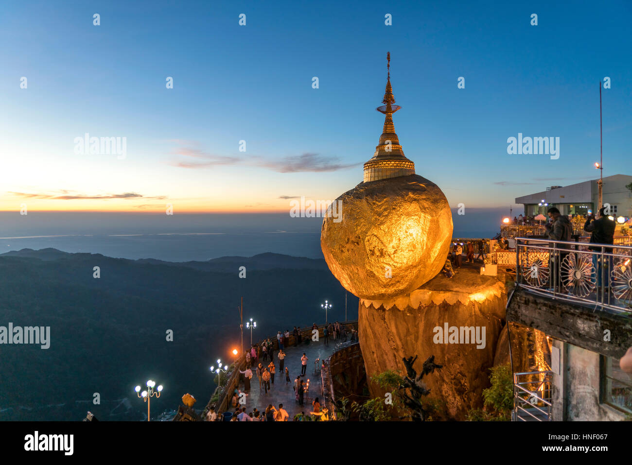 Golden Rock Kyaiktiyo Pagoda, dusk, Kyaikto, Myanmar Stock Photo - Alamy