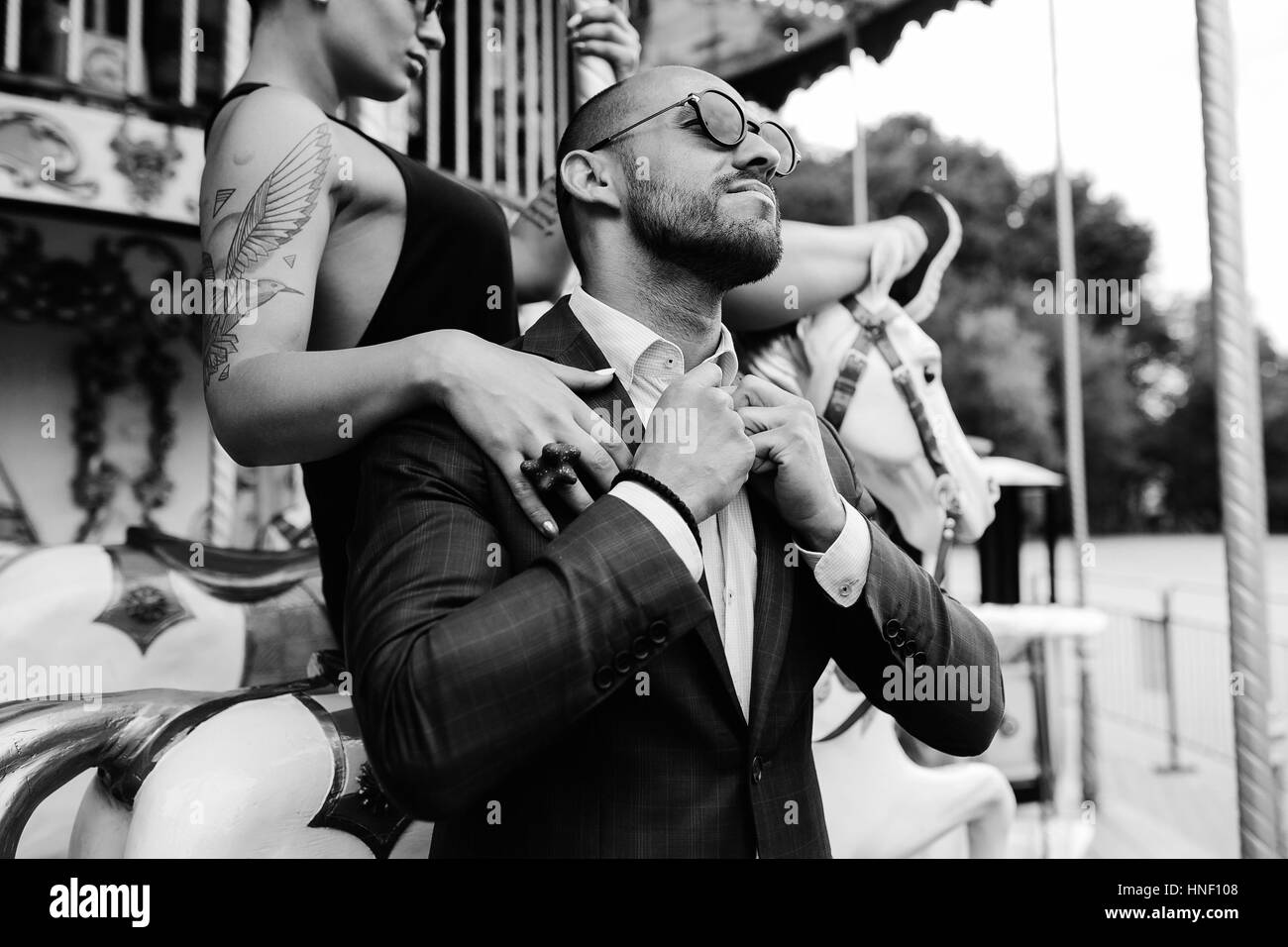 Woman riding carousel horse hi-res stock photography and images - Alamy