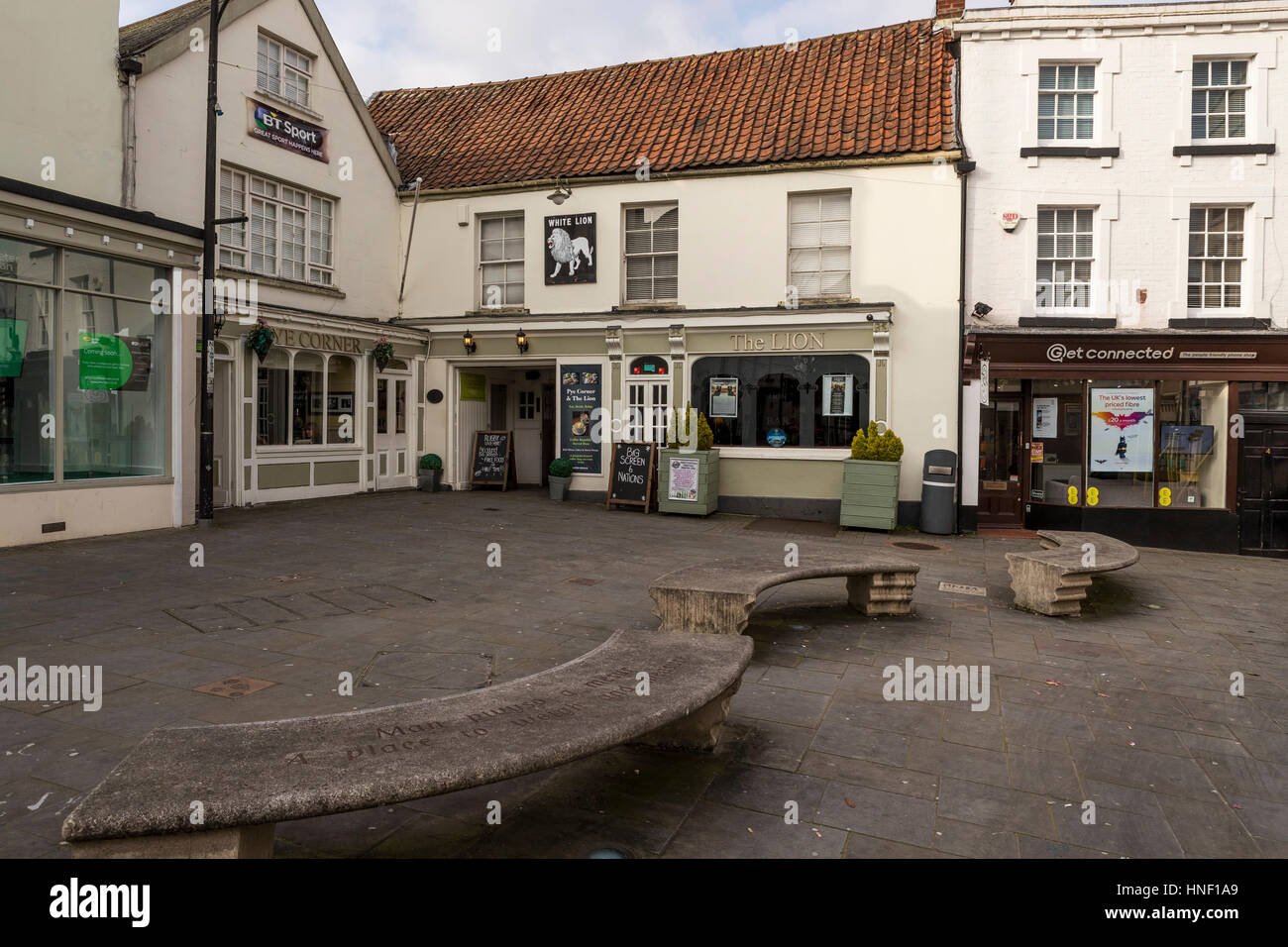 The White Lion pub and Pye Corner. Chepstow town, Wales. Borders town ...