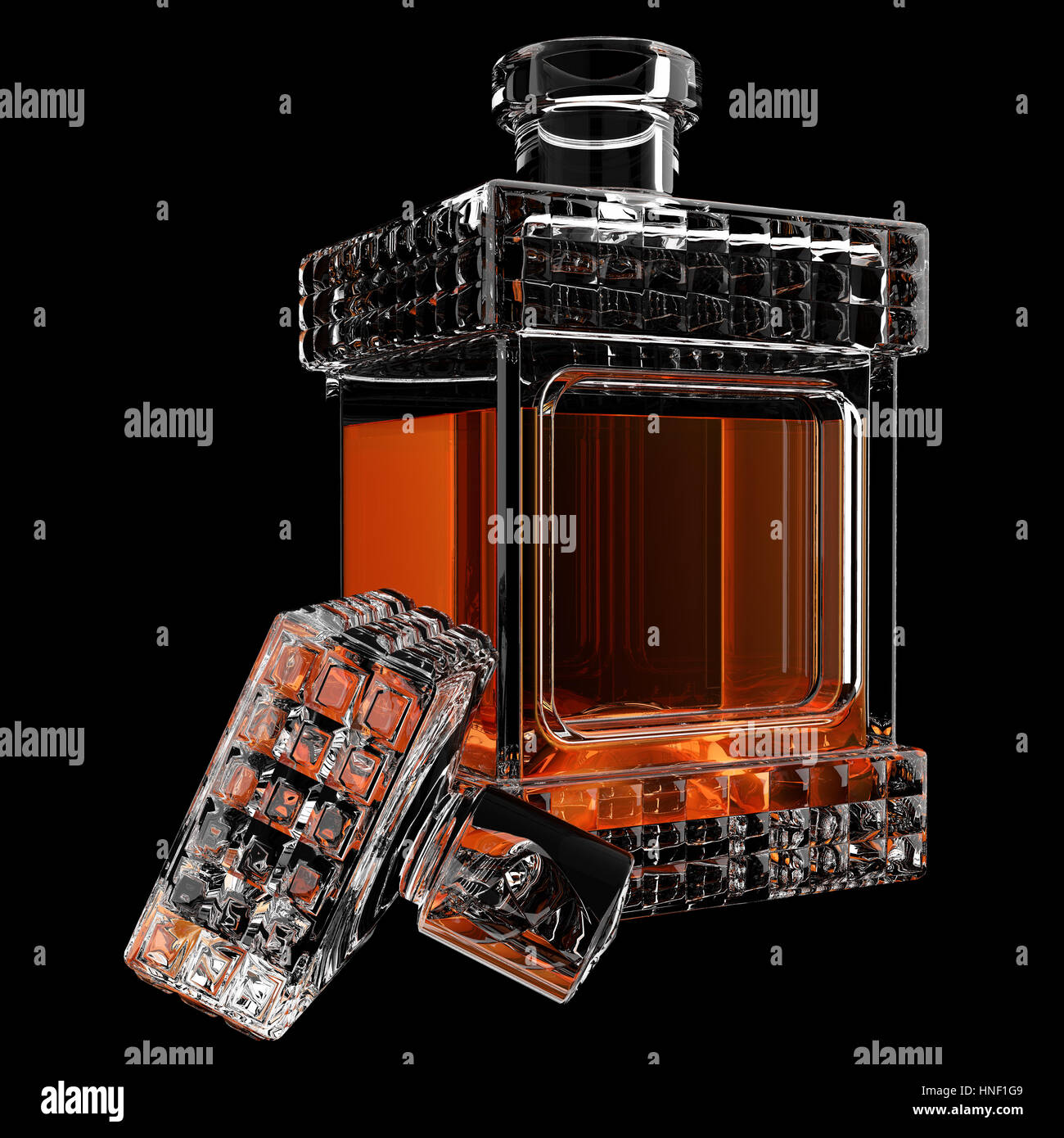 Decanter with whiskey.3D render Stock Photo - Alamy