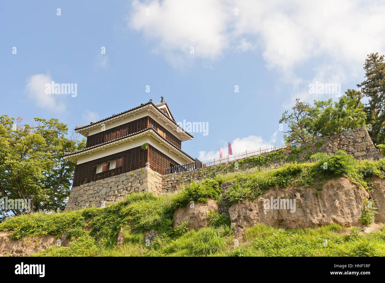 West Turret (circa 16th c.) of Ueda Castle in Ueda, Japan. One of only ...