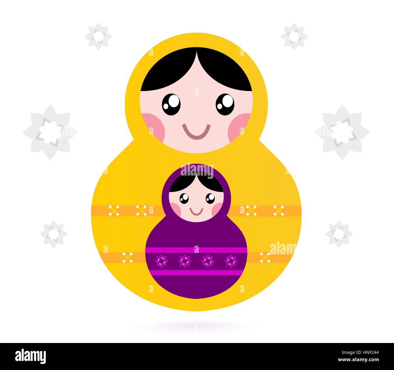 Russian nested dolls, also known as matryoshka / gold, purple Stock ...