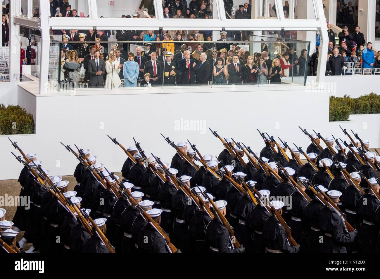 U.S. President Donald Trump and Vice President Mike Pence observe the ...